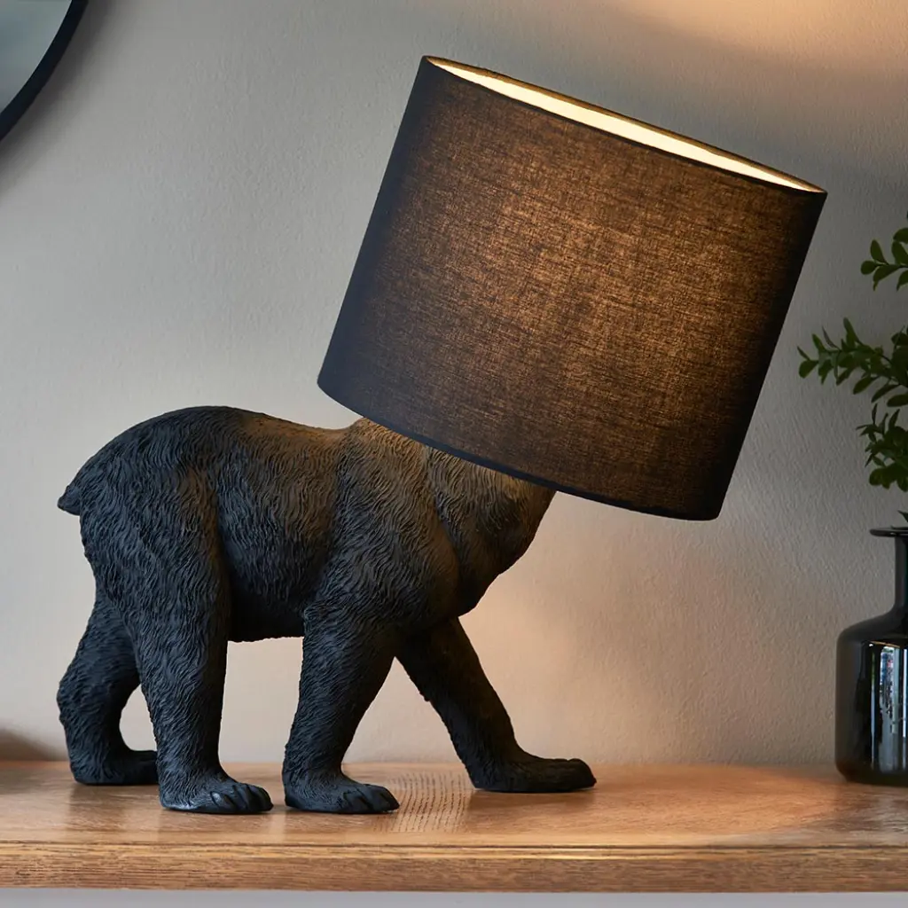 Endon Lighting 106787 Barack Black Bear Table Lamp C/W Black Shade ...