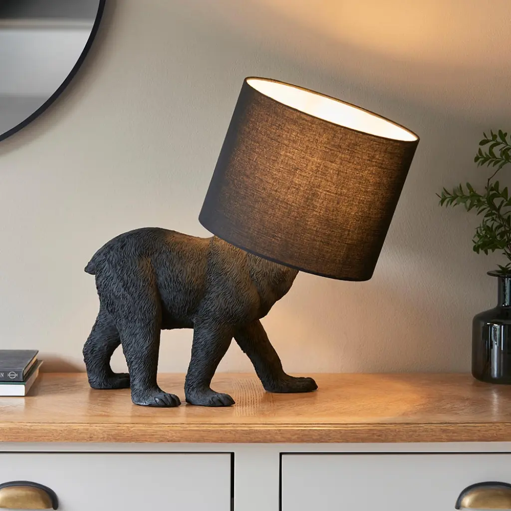 Endon Lighting 106787 Barack Black Bear Table Lamp C/W Black Shade ...