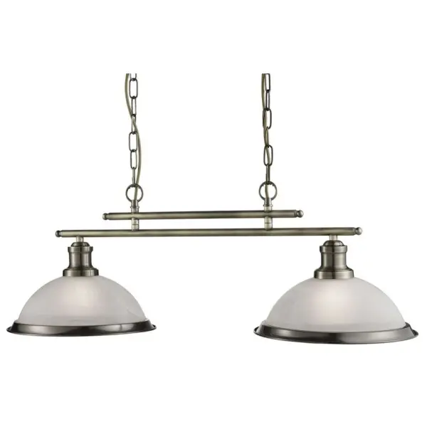 Searchlight 2682-2AB Bistro 2 Light Ceiling Bar, Antique Brass, Marble ...