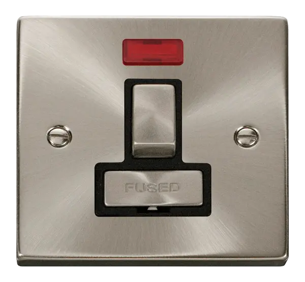 Click VPSC752BK Satin Chrome FCU Switch with Neon | outsidelight.co.uk